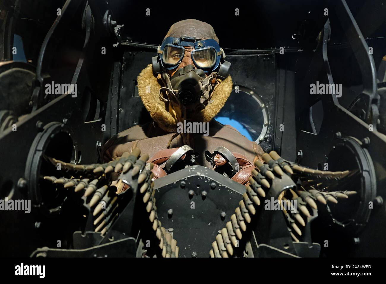Museum display of British heavy four engine bomber rear gunner Stock ...