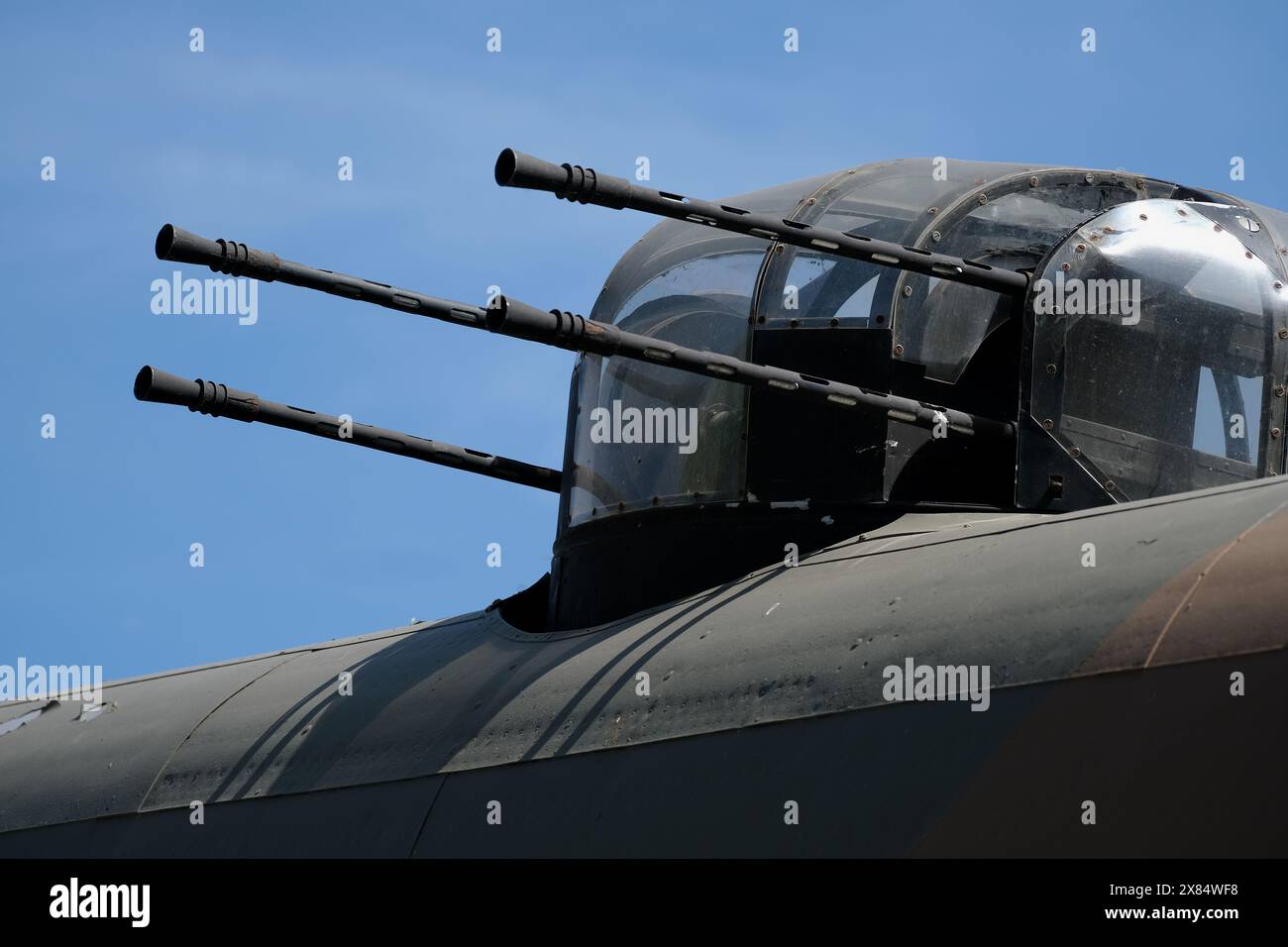 Mid upper tureet with four 0.303 Browning machine guns on Handley Page ...