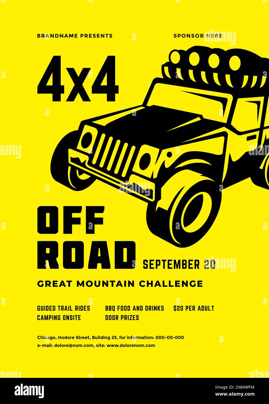 Off road truck competition poster or flyer event modern typography ...