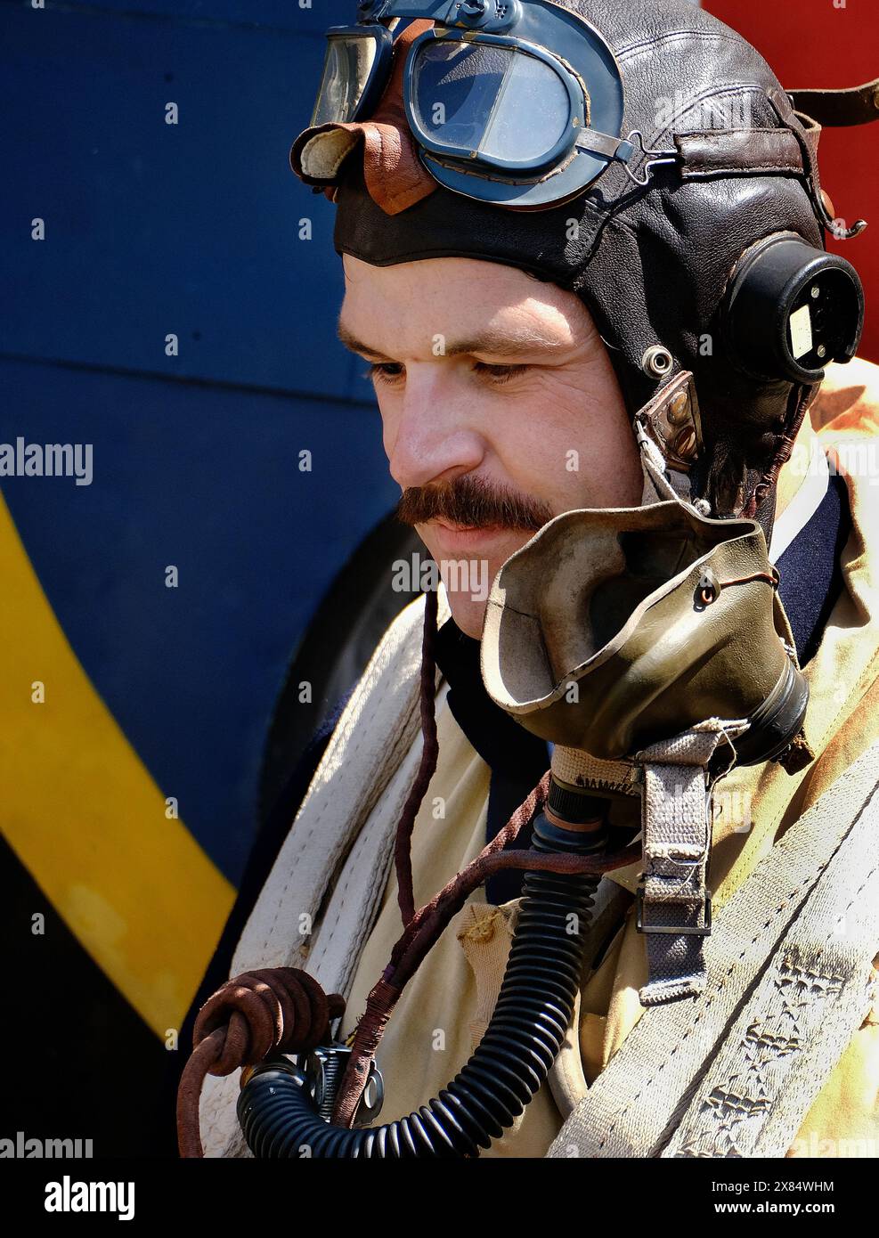 World war two aircrew reenactors in front of a British four engine ...