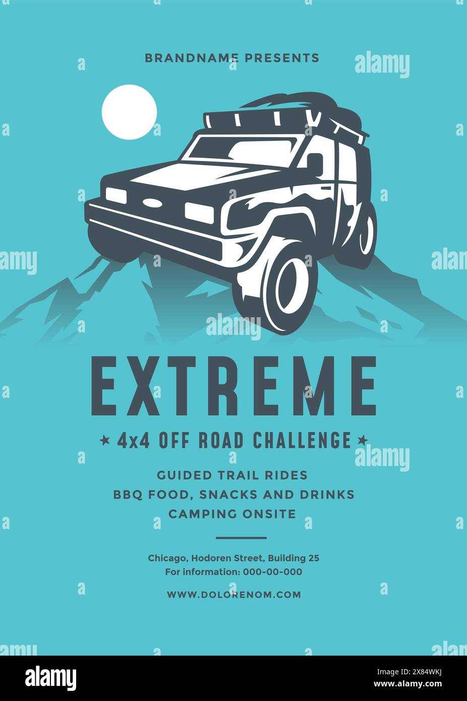Off road truck competition poster or flyer event modern typography ...