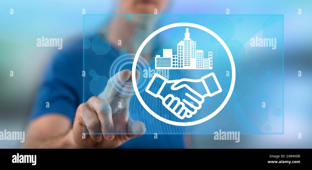 Man touching a trust concept on a touch screen with his finger Stock ...