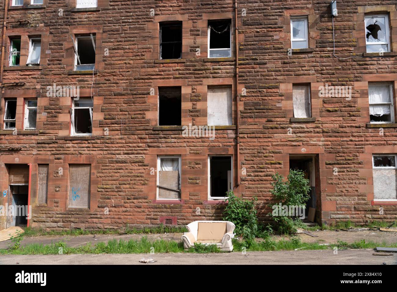 View of derelict abandoned apartment buildings at Clune Park in Port ...