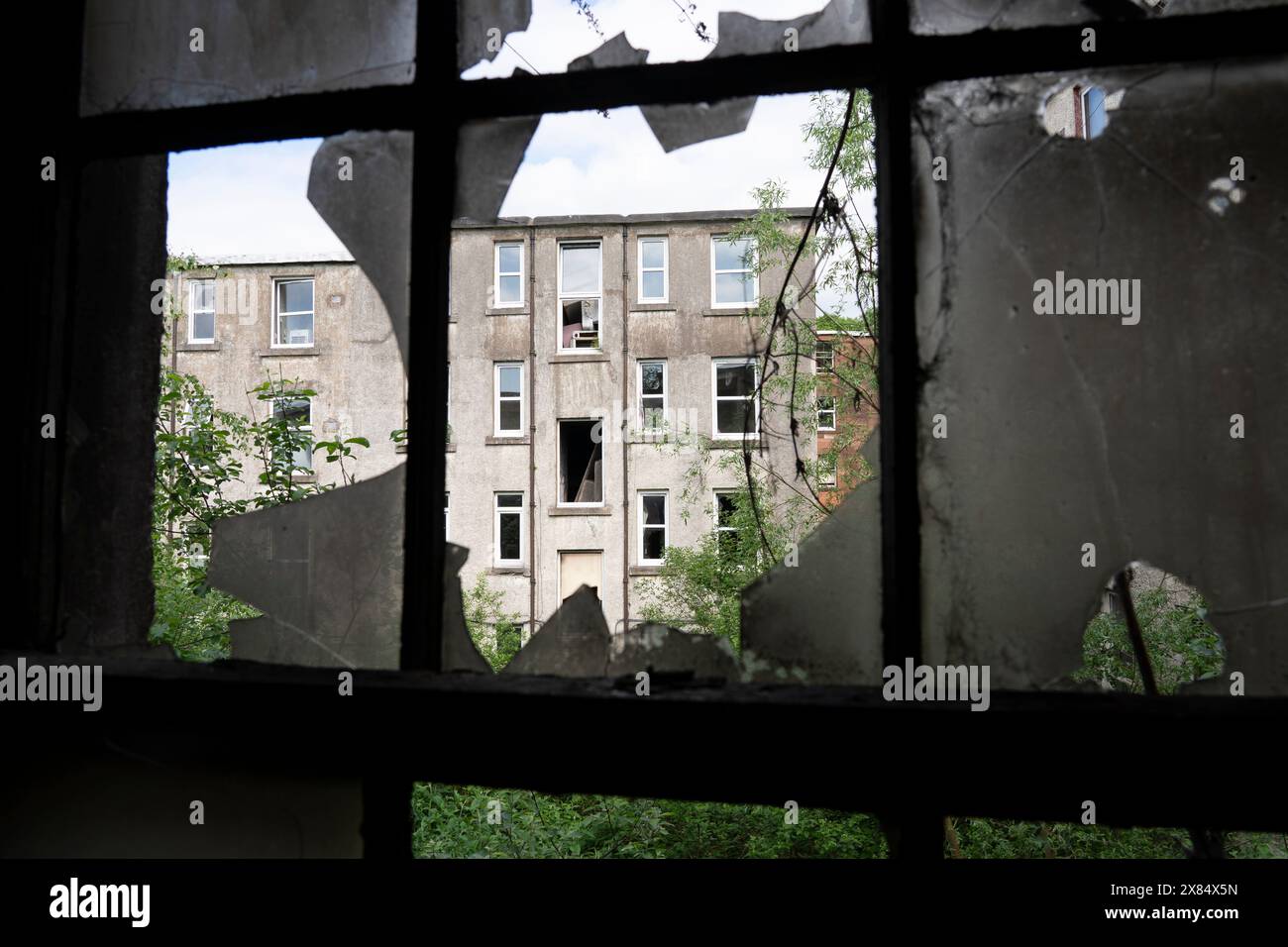 View of derelict abandoned apartment buildings at Clune Park in Port ...