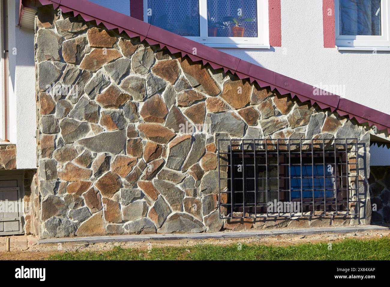 the completed basement to the house is lined with stone Stock Photo - Alamy