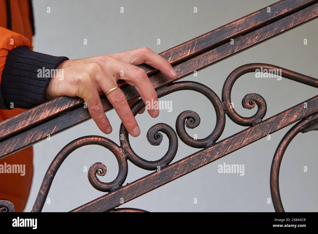 Female hand on steel railing hi-res stock photography and images - Alamy