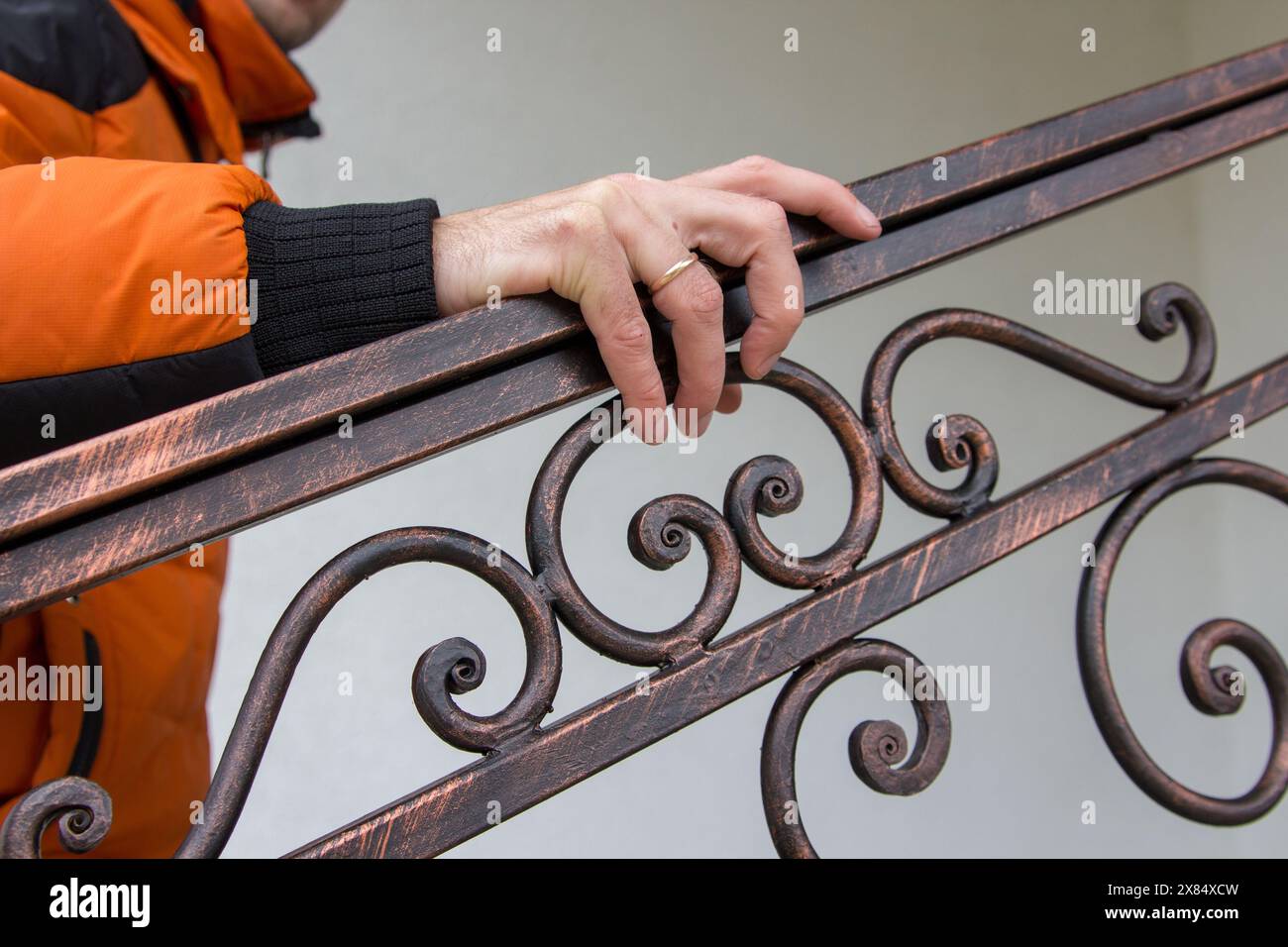 Hand holding railing hi-res stock photography and images - Alamy
