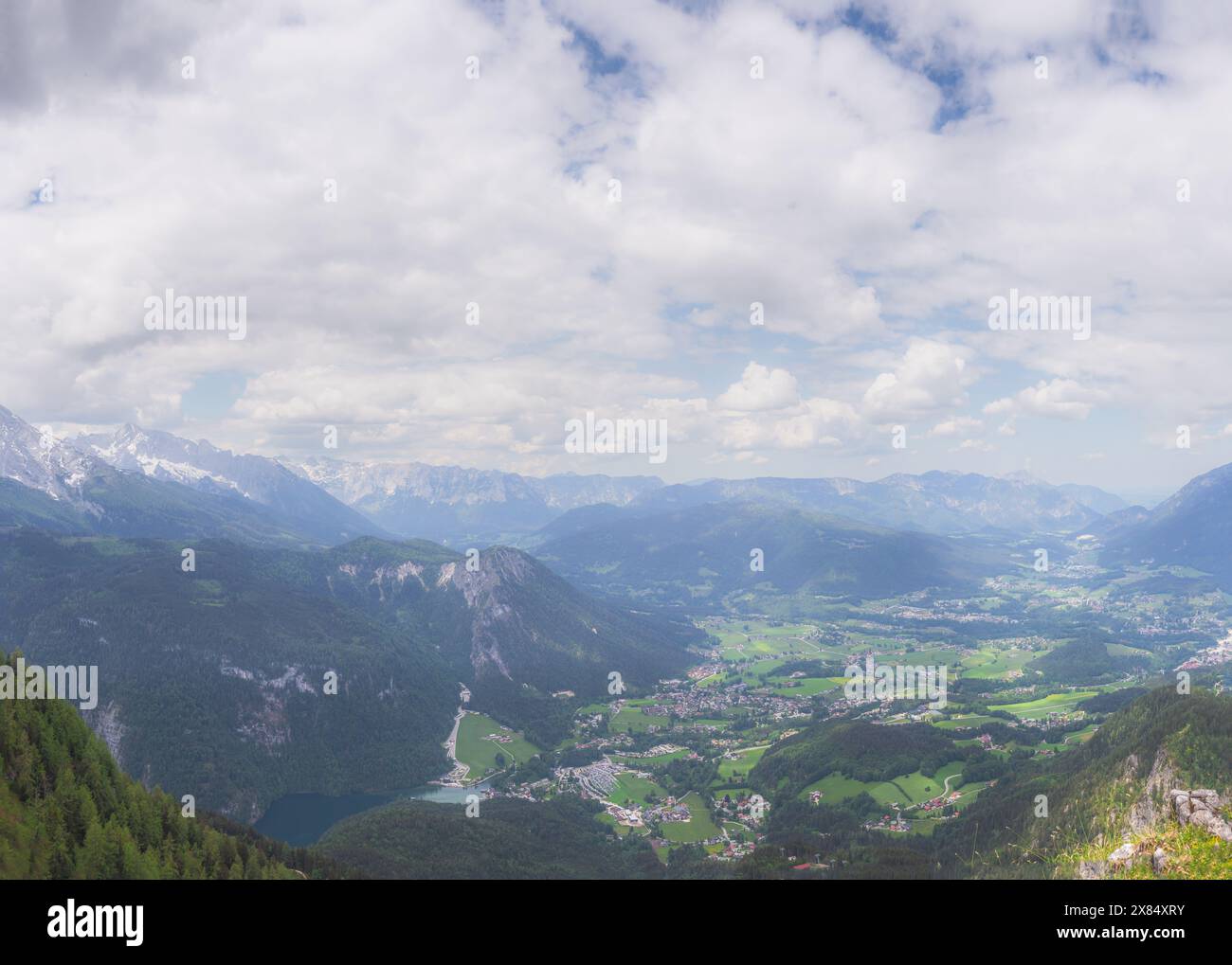 Beautiful view of mountain valley near Klettersteige am Jenner mount in ...