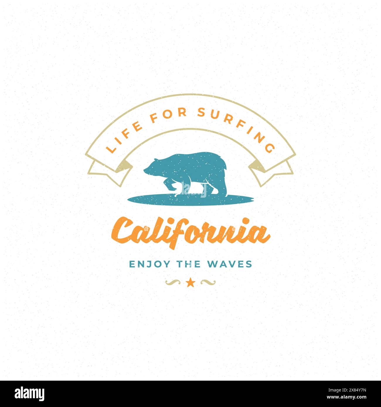 Surfing typography slogan and bear on surf silhouette vector ...