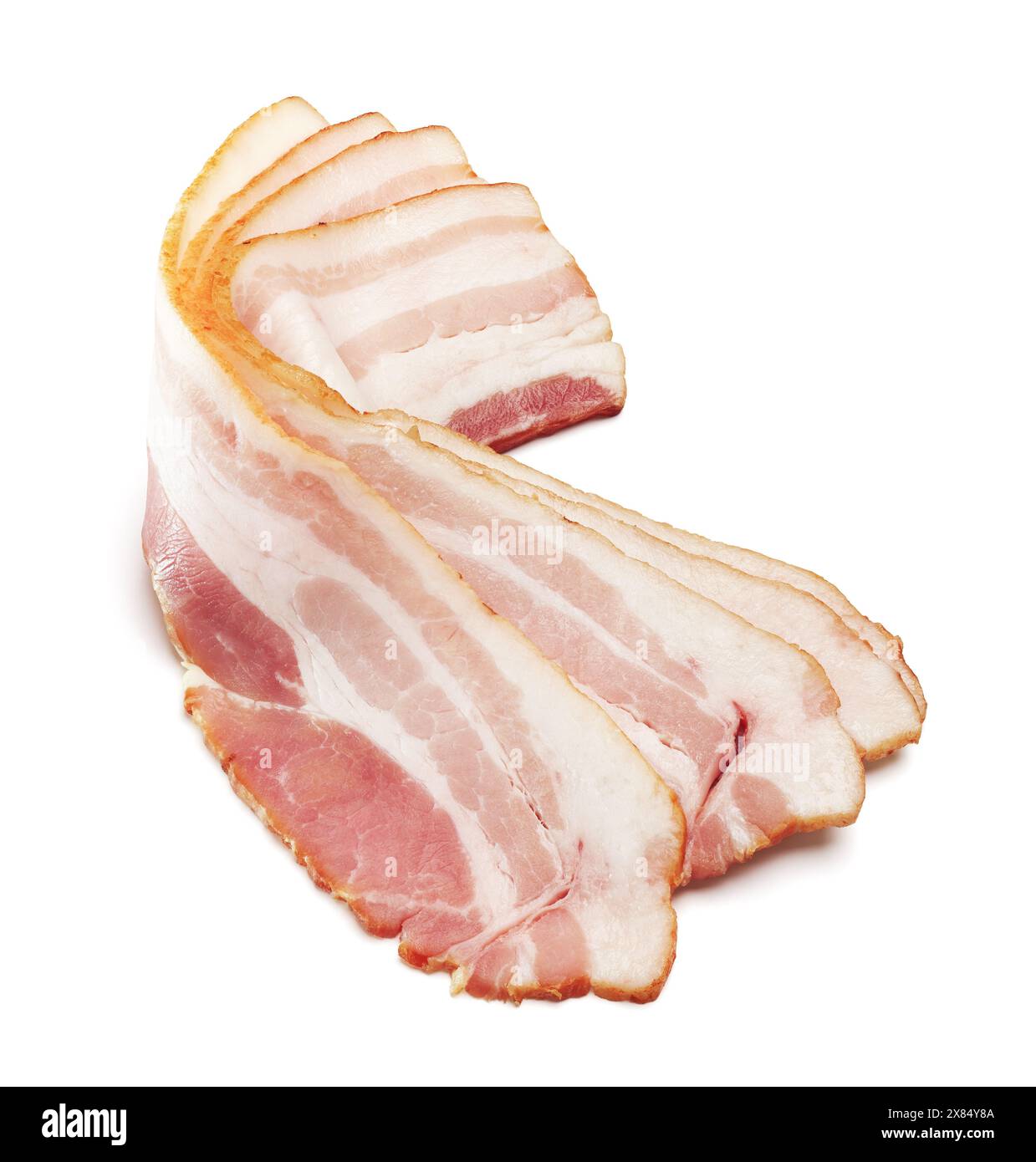 Smoked bacon isolated - Clipping path included Stock Photo - Alamy