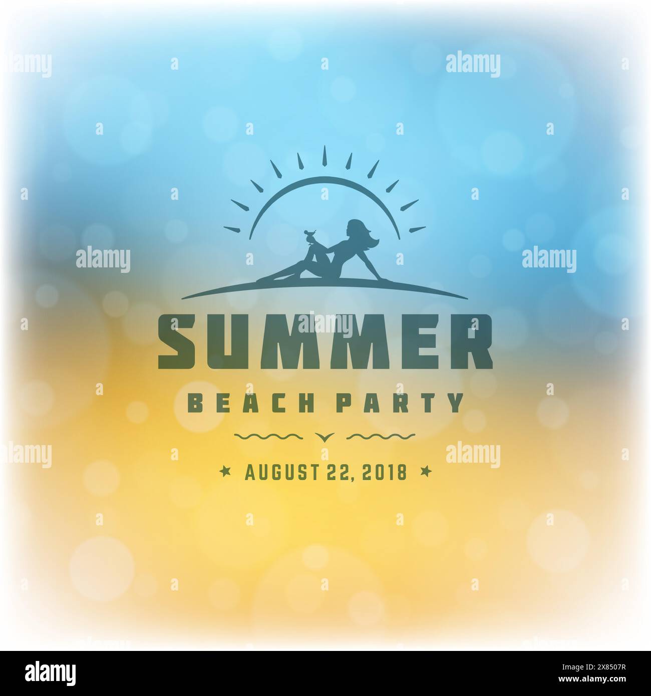Summer beach party label or badge typography slogan design for poster ...