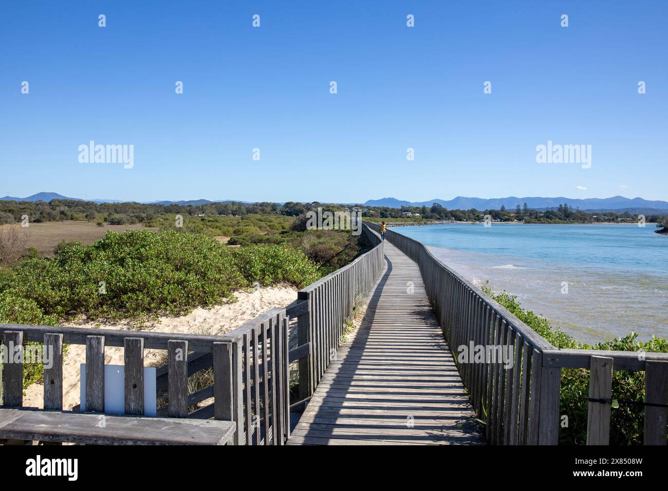 Urunga Lagoon Footbridge is a 1km long walkway through mangroves to the ...