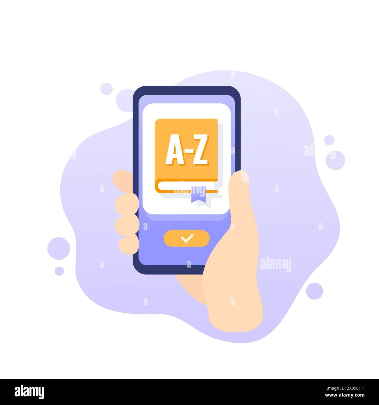dictionary mobile app, phone in hand vector Stock Vector Image & Art ...