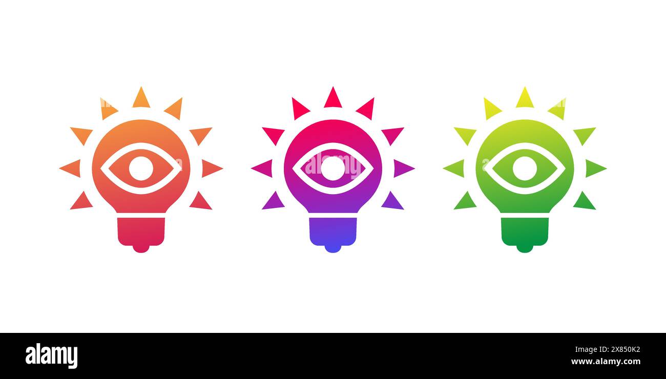 light bulb and eye icons with gradients Stock Vector Image & Art - Alamy