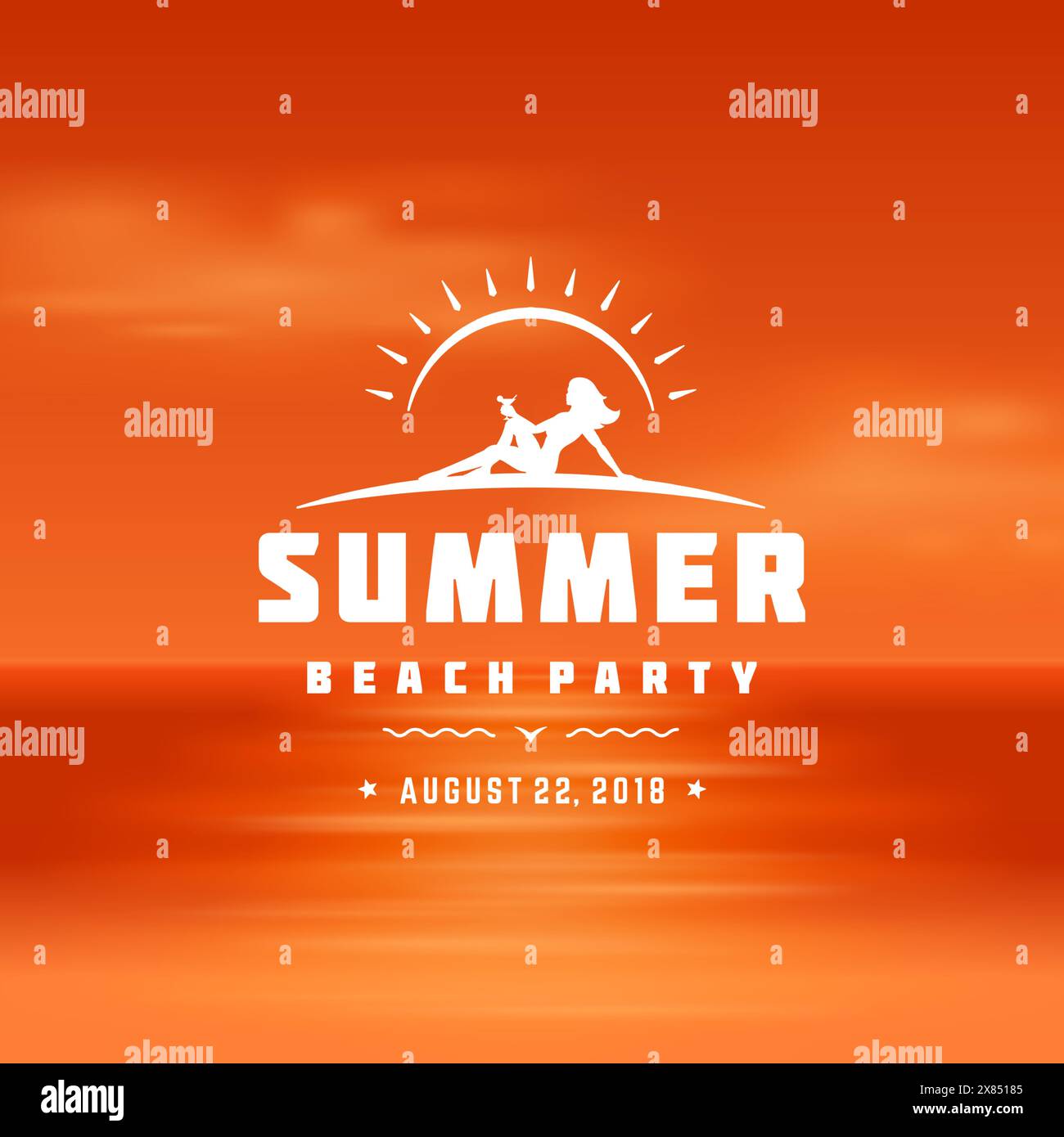 Summer beach party label or badge typography slogan design for poster ...