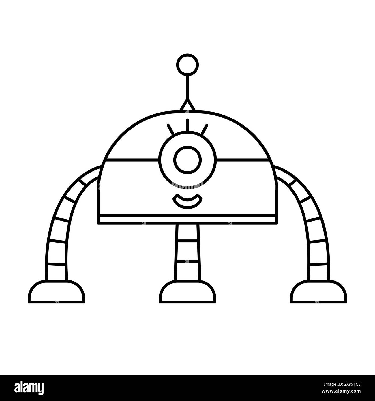 Cute Funny Robot Character Outline Doodle Icon Stock Vector Image & Art ...