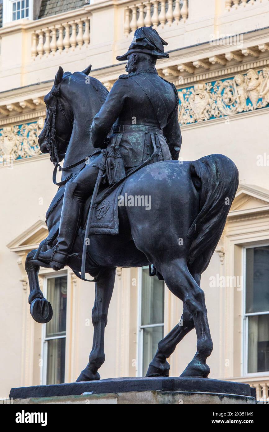 London, UK - February 19th 2024: Statue of King Edward VII, located on ...