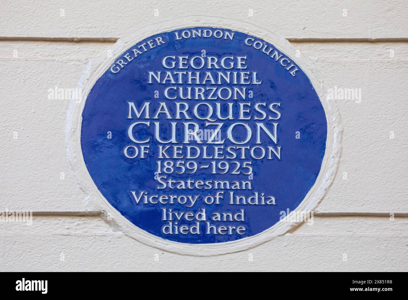 London, UK - February 19th 2024: A blue plaque on Carlton House Terrace ...
