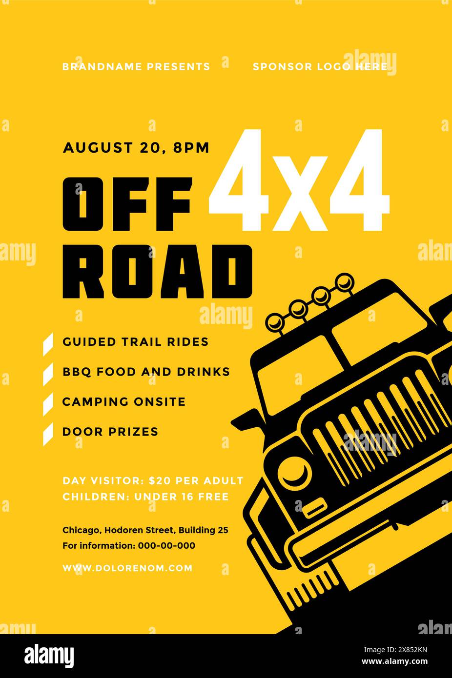 Off road truck competition poster or flyer event modern typography ...