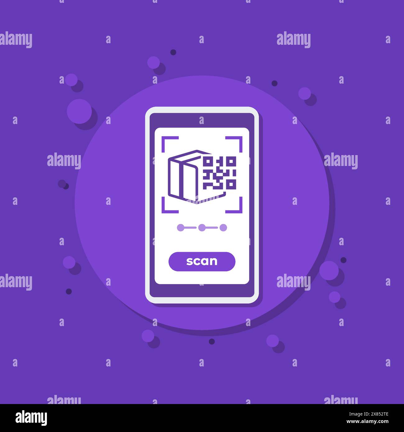 parcel QR code scanning with a phone vector icon Stock Vector Image ...