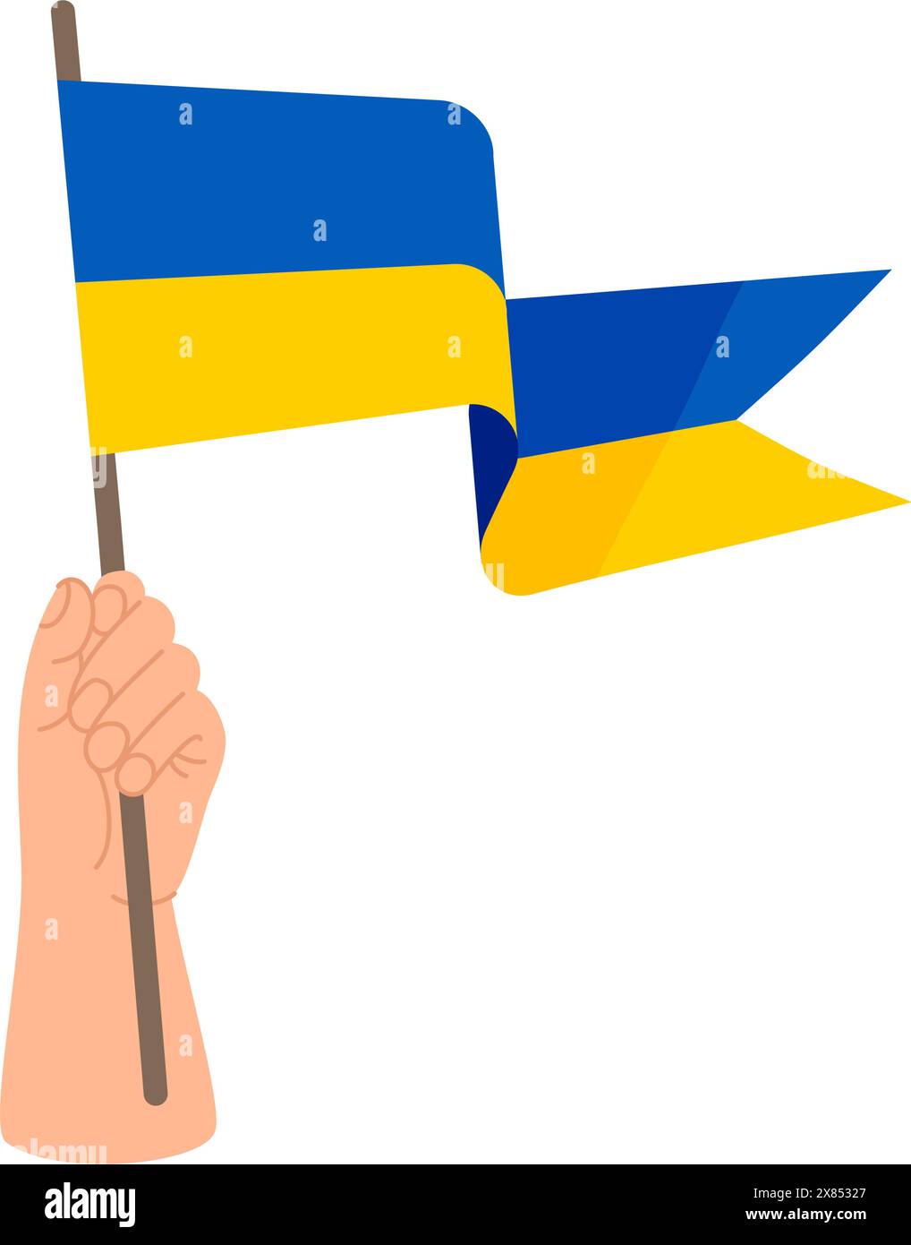 Hand with yellow-blue Ukrainian flag. Vector illustration. Ukrainian ...