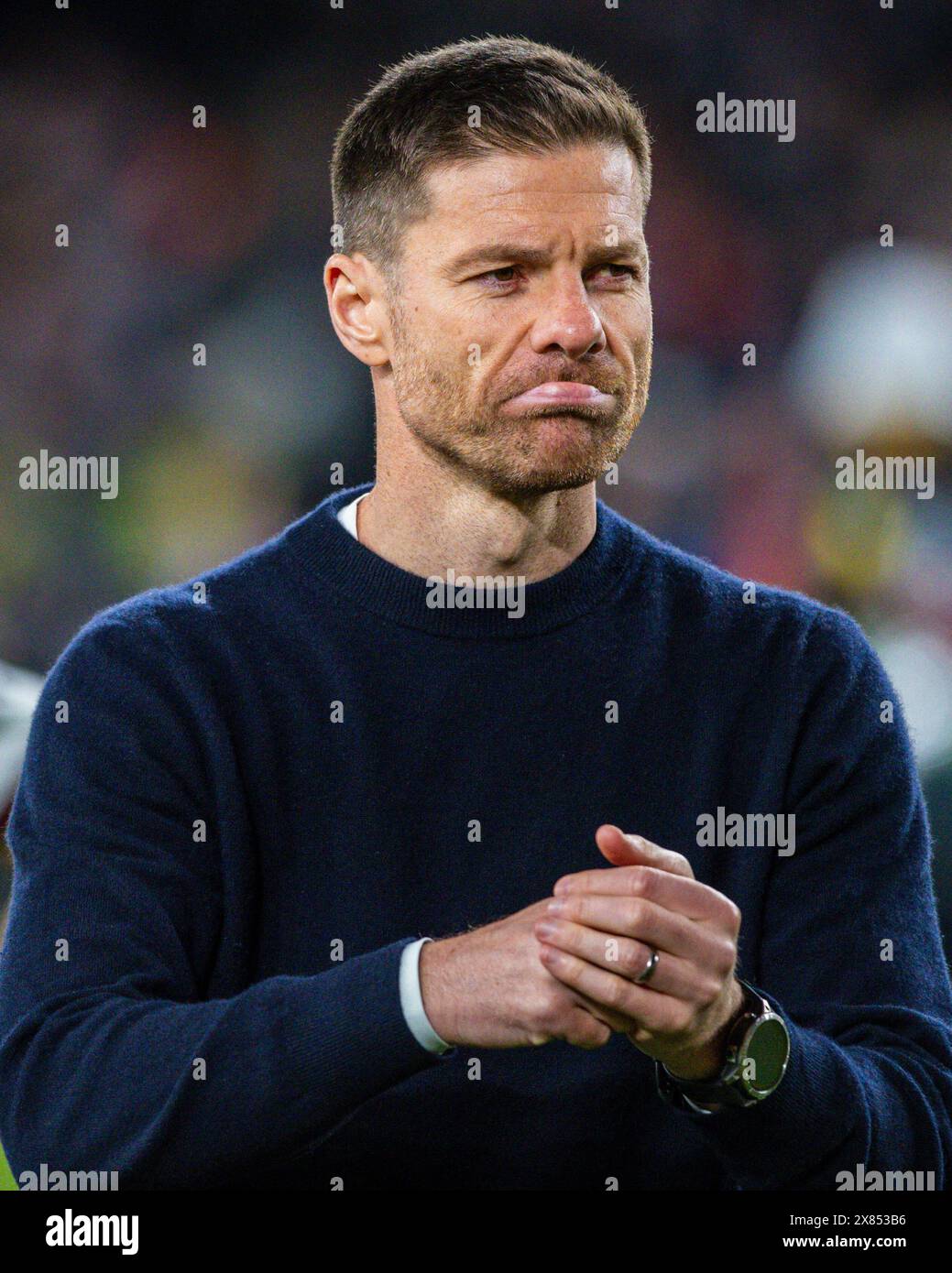 Dublin, Ireland. 22nd Mai 2024. Trainer Xabi Alonso (Leverkusen) disappointed Atalanta Bergamo ...