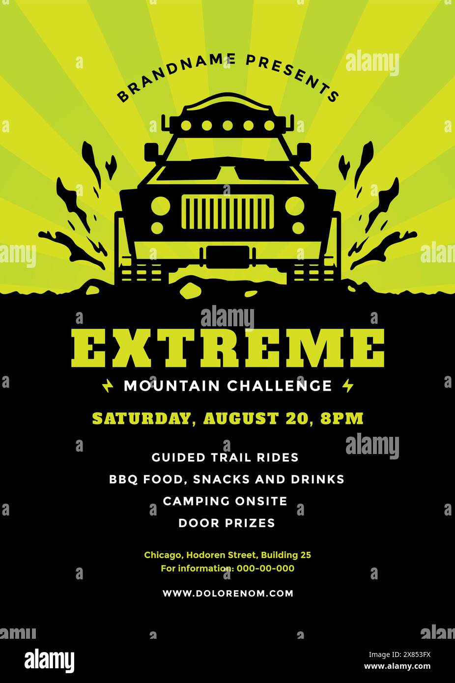 Off road truck competition poster or flyer event modern typography ...