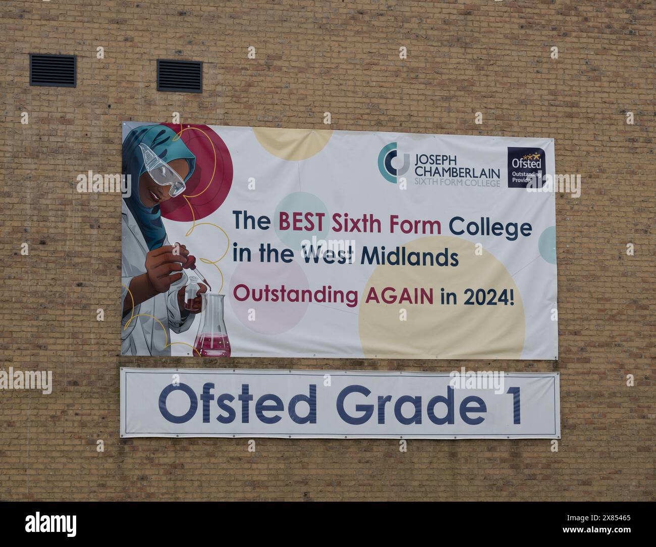 Joseph Chamberlain Sixth Form College sign, Highgate, Birmingham, UK ...