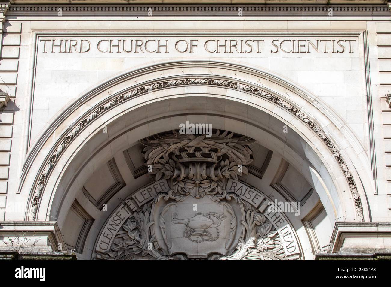 The grand exterior of the Third Church of Christ Scientist building ...