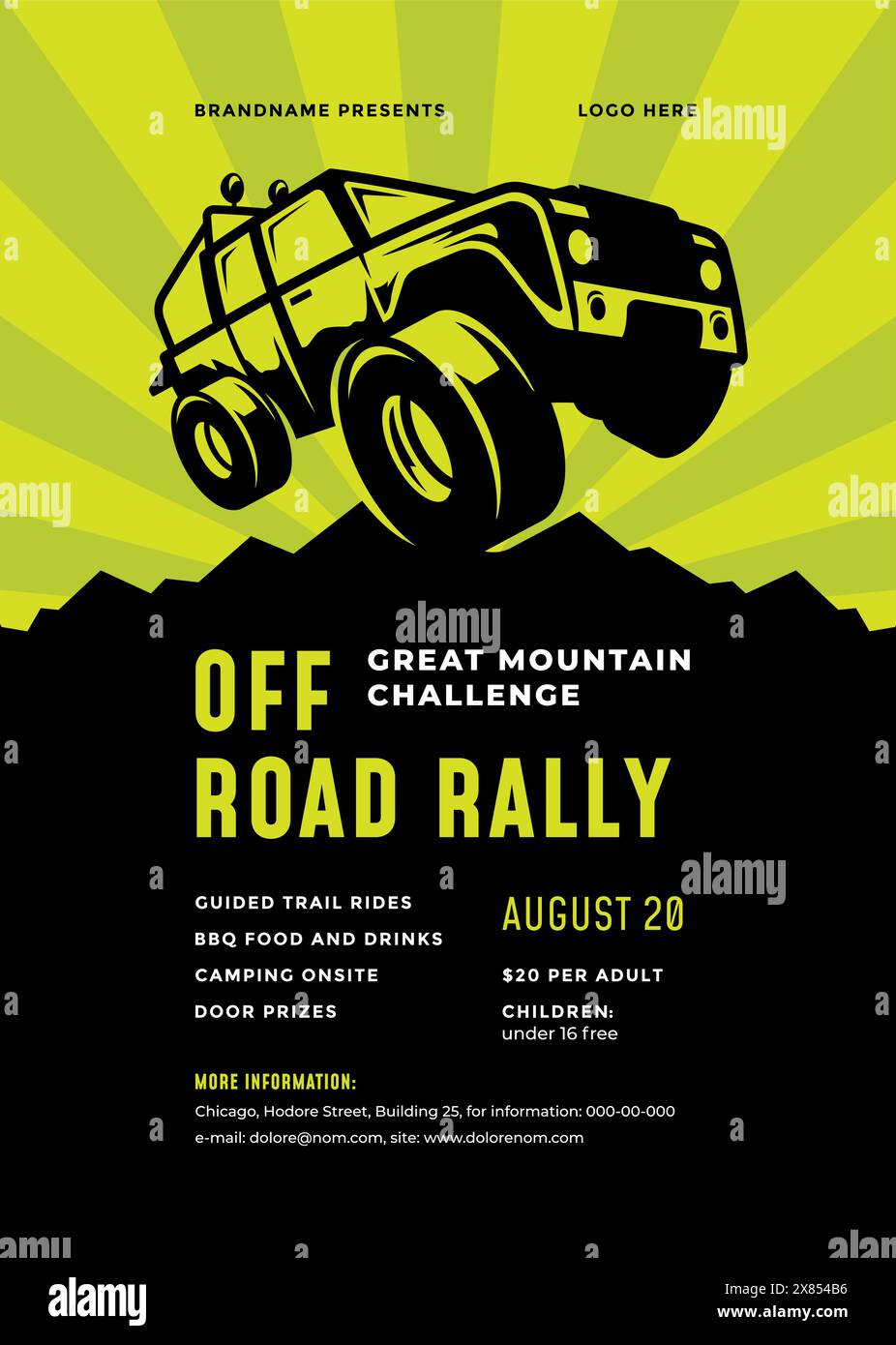 Off road truck competition poster or flyer event modern typography ...