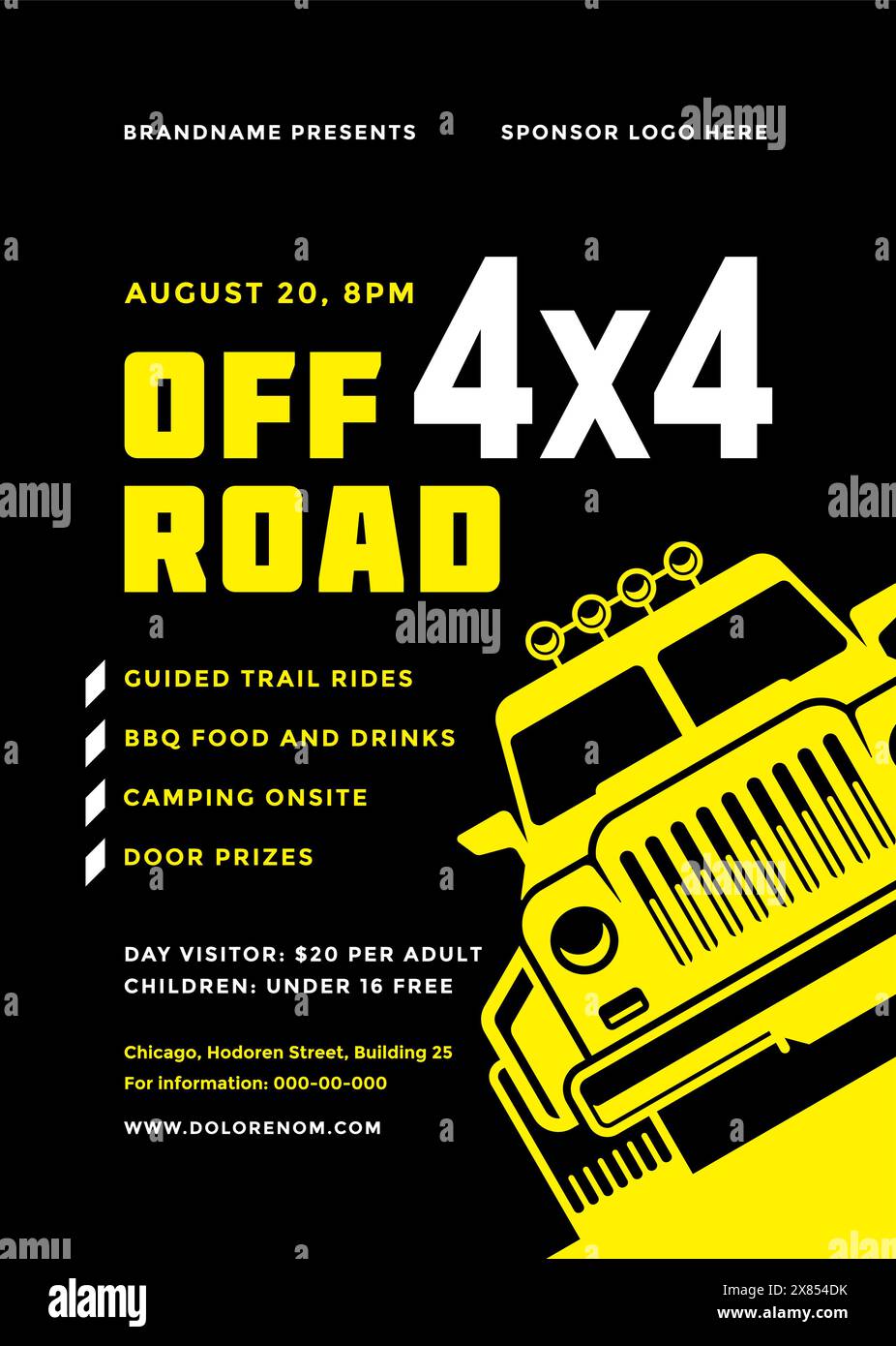 Off road truck competition poster or flyer event modern typography ...