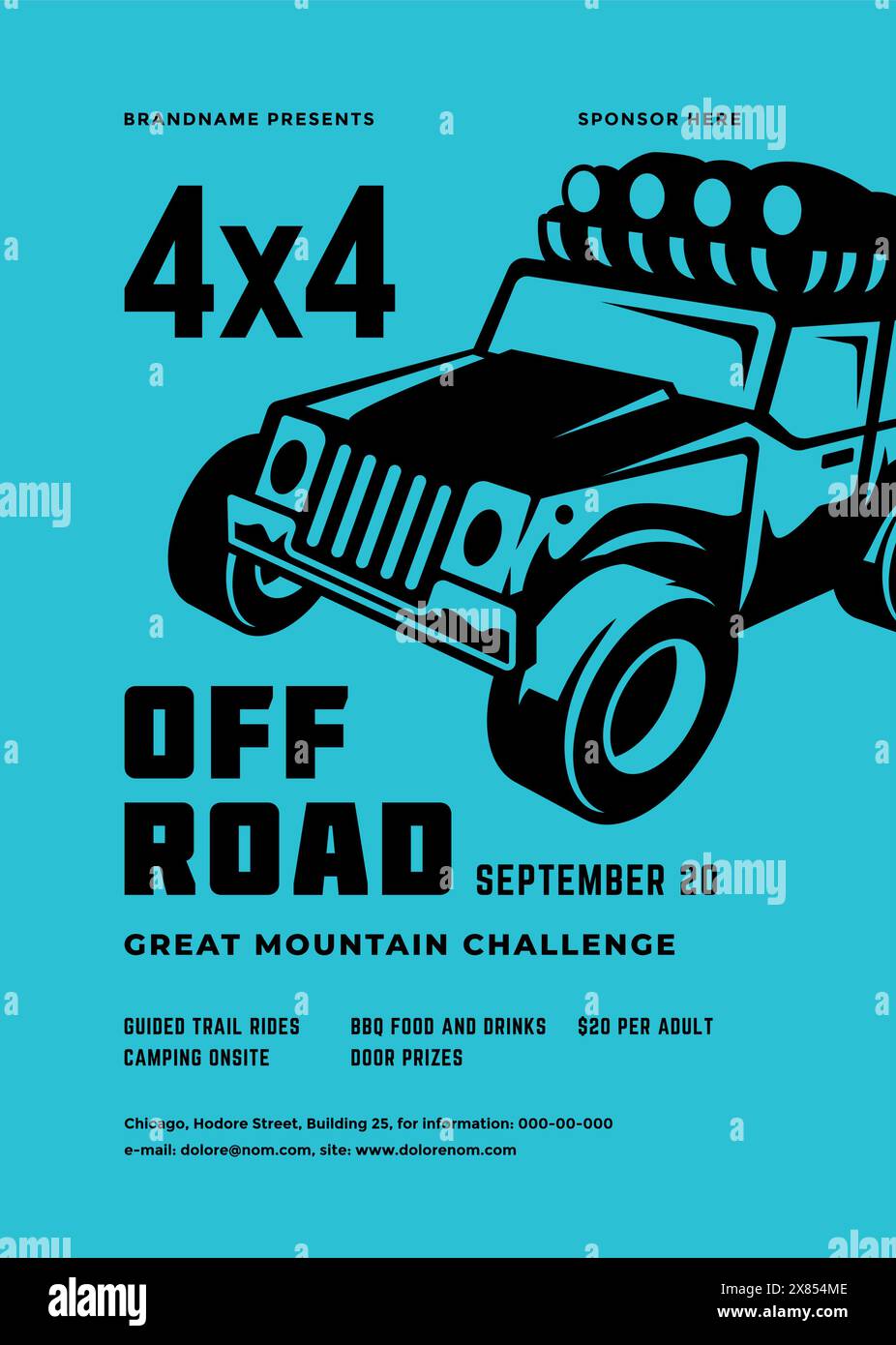 Off road truck competition poster or flyer event modern typography ...