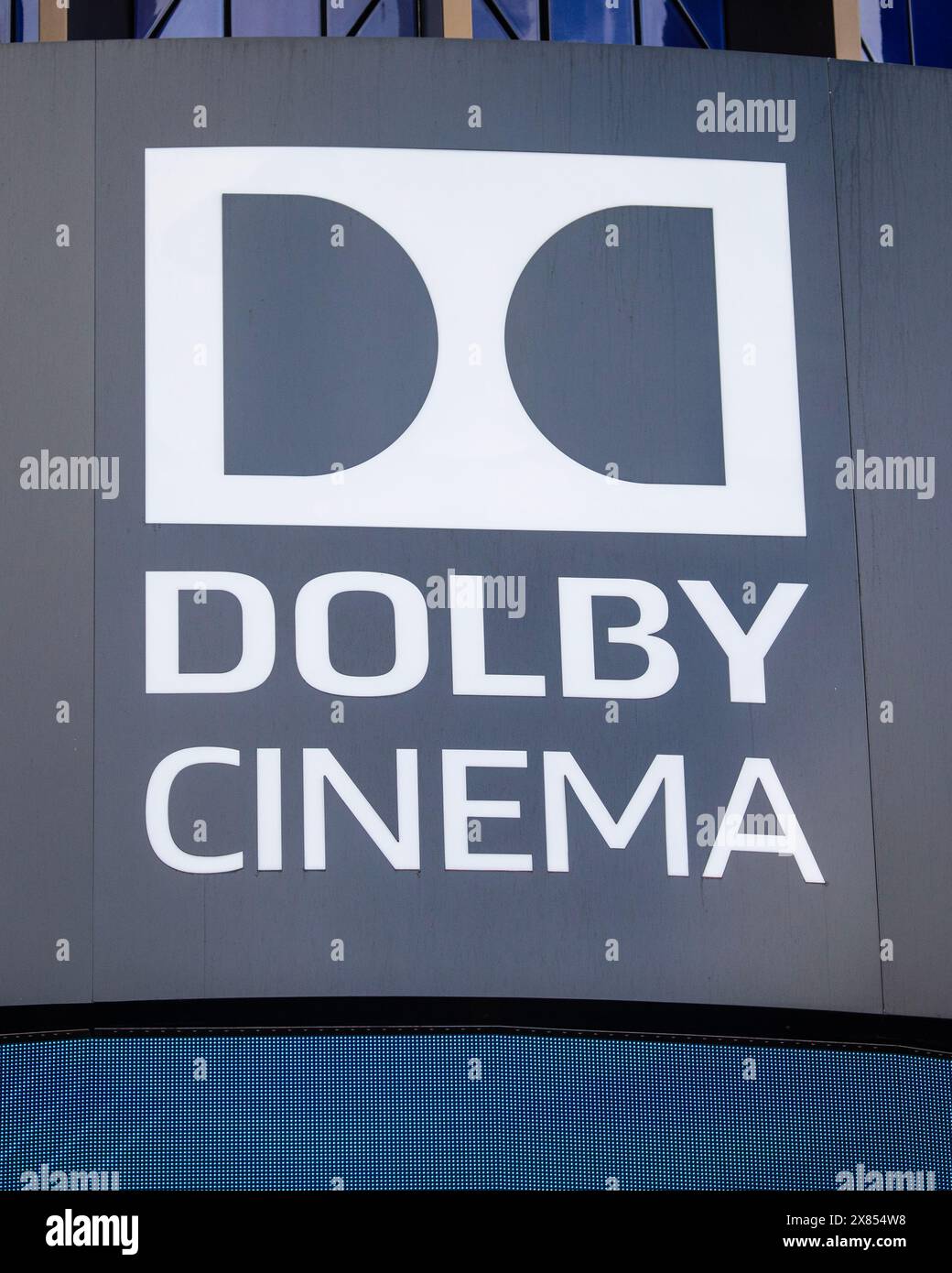 London, UK - February 26th 2024: Close-up of the Dolby Cinema symbol ...