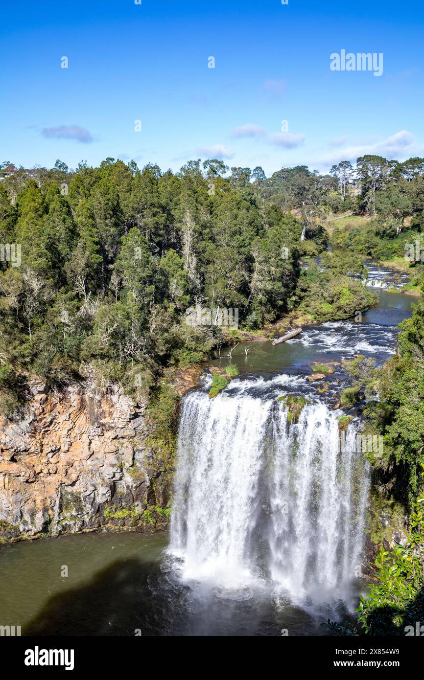 Dangar Falls waterfall with 30 metre drop, in full flow after recent ...