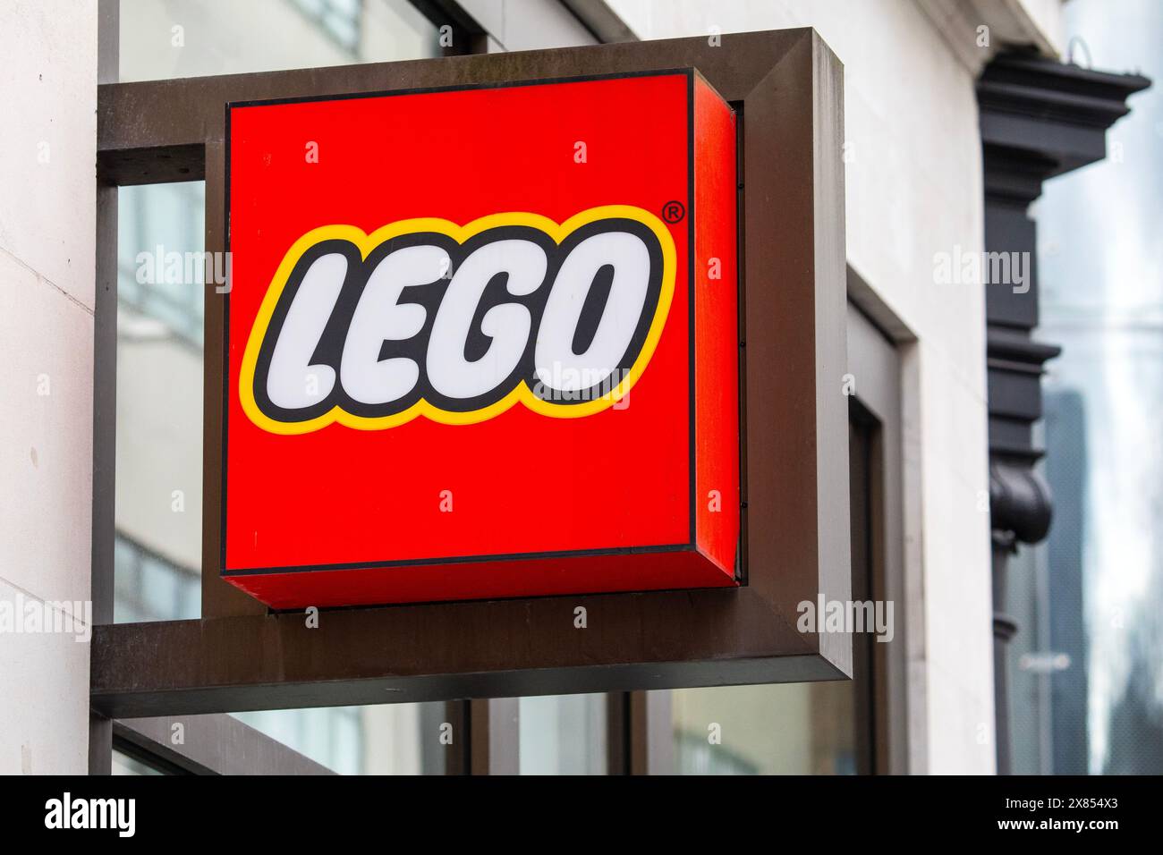 London, UK - February 26th 2024: The Lego logo on the exterior of the ...