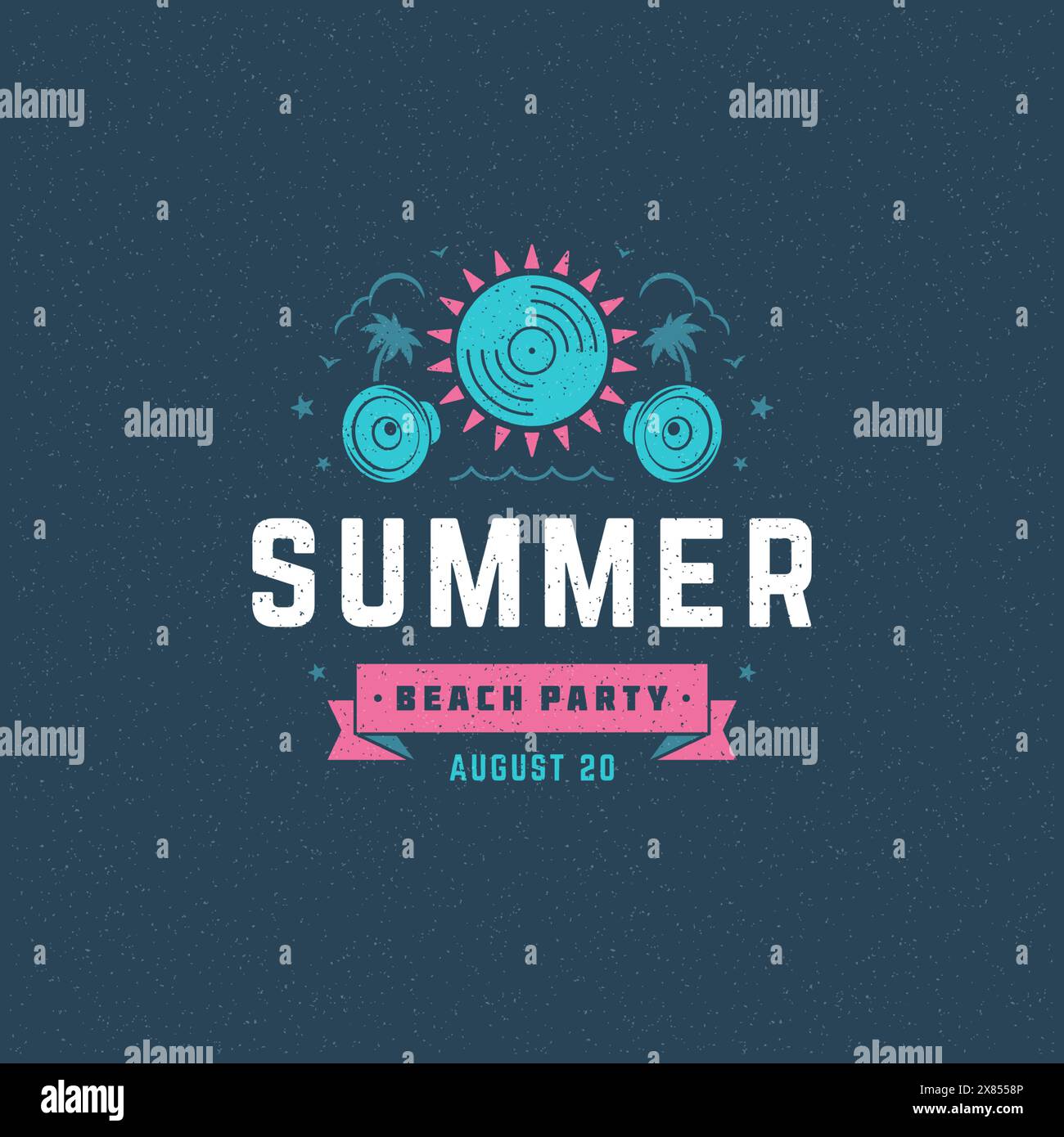 Summer beach party label or badge typography slogan design for poster ...