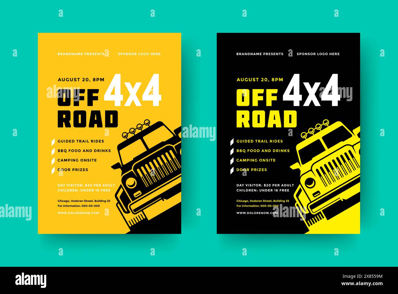 Off road truck competition poster or flyer event modern typography ...