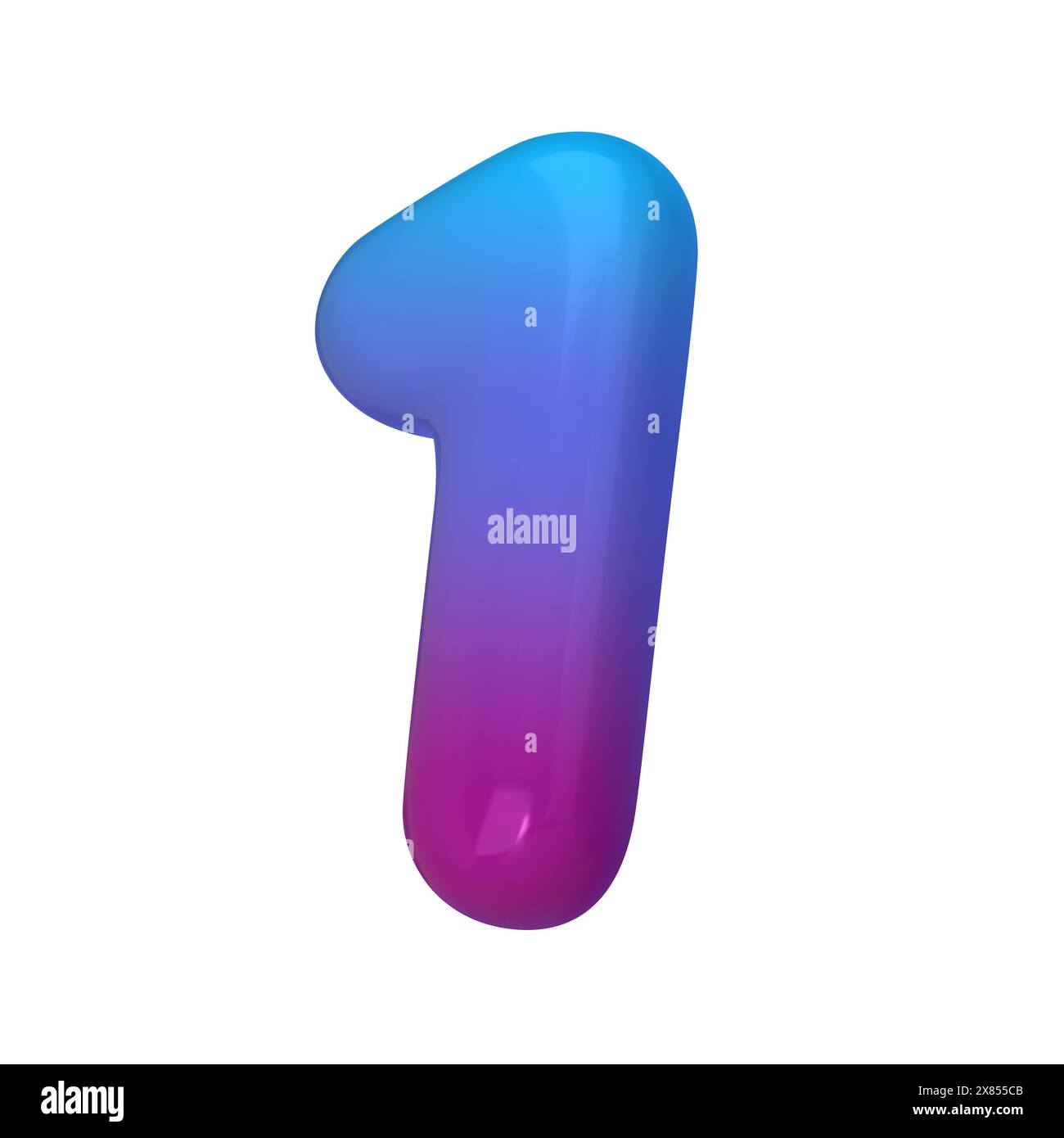 3D Style Number 1. Rendered Digit One Illustration in Gradient Blue and ...