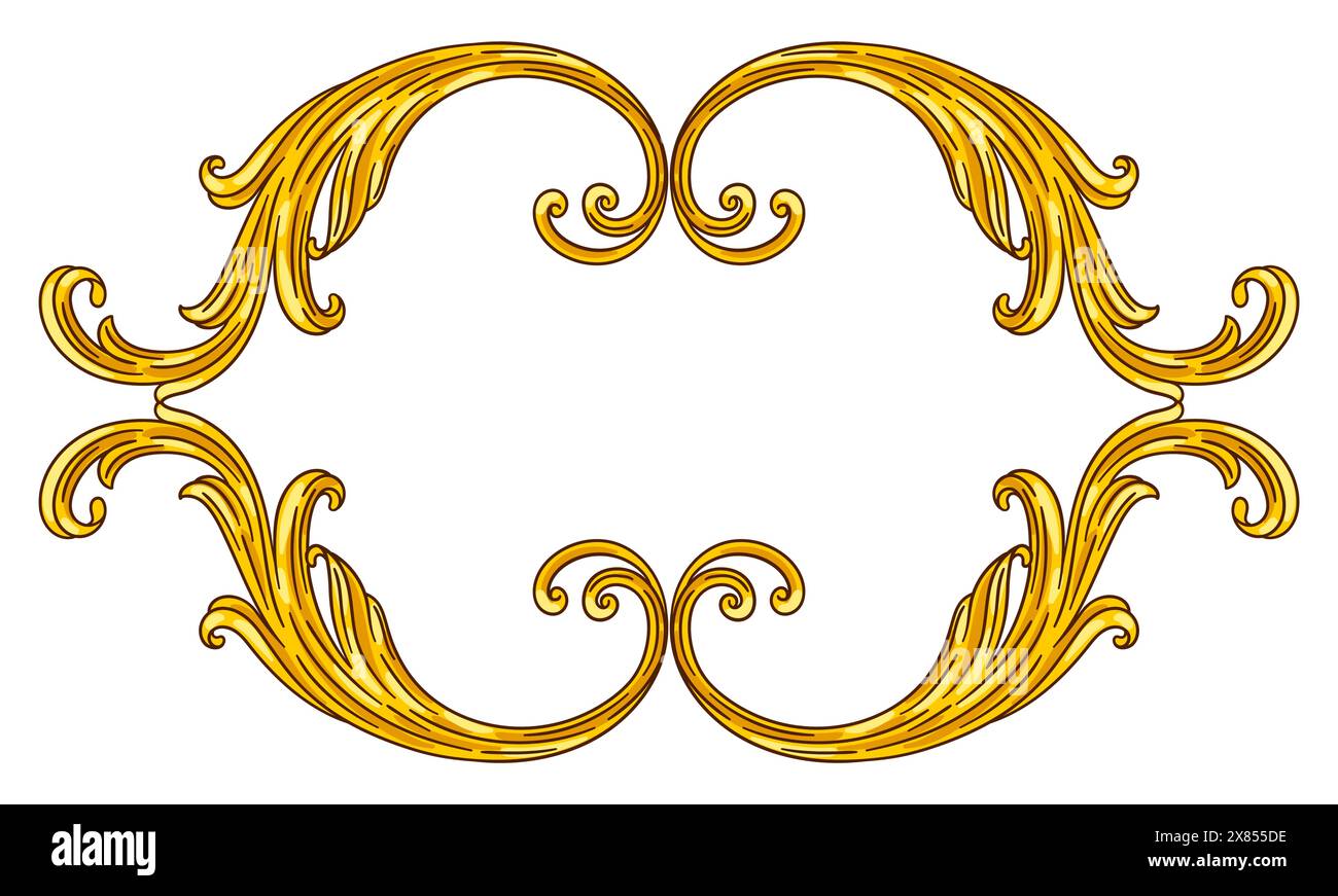 Floral frame in baroque style. Decorative curling plant Stock Vector ...