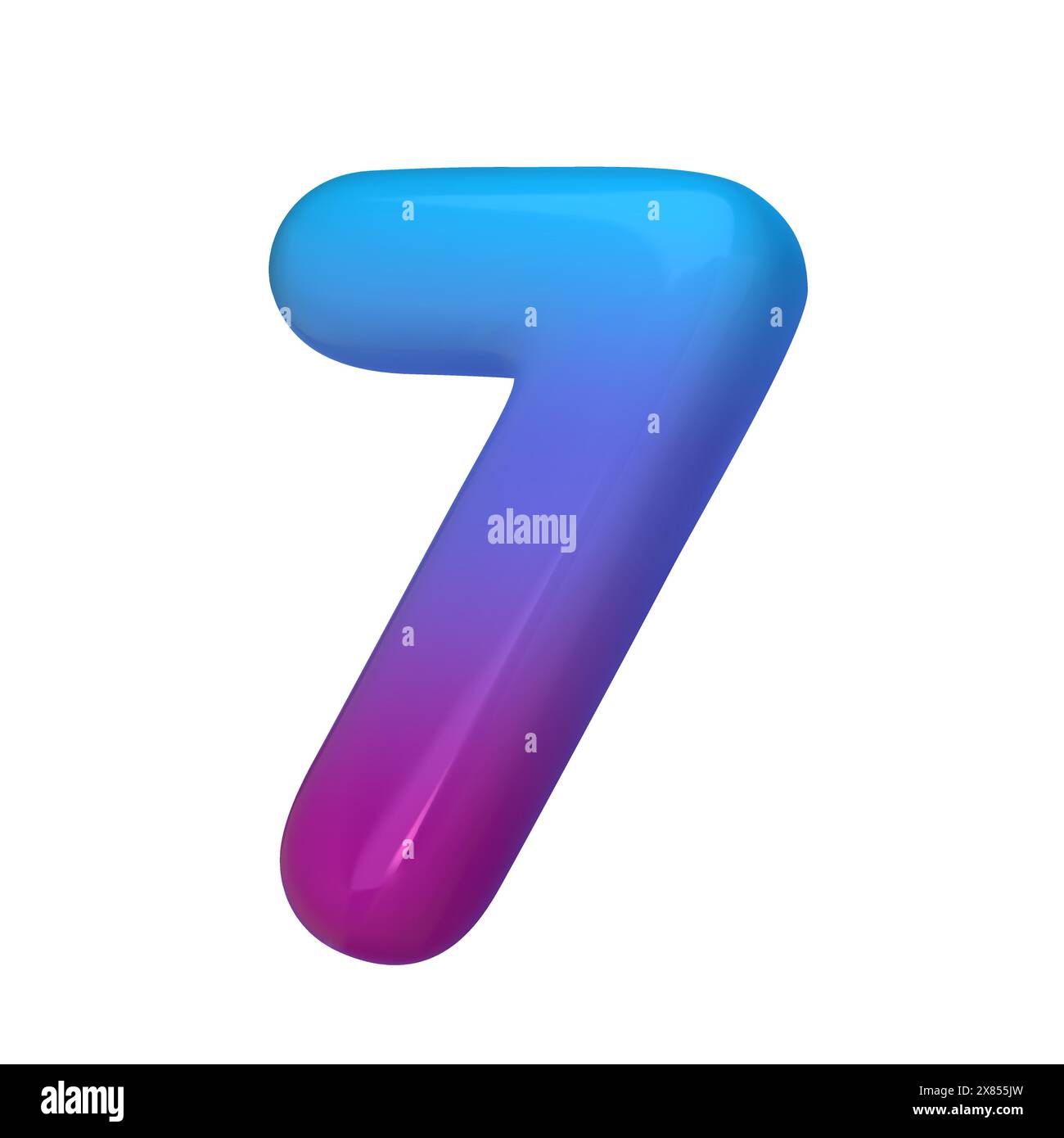 3D Style Number 7. Rendered Digit Seven Illustration in Gradient Blue ...