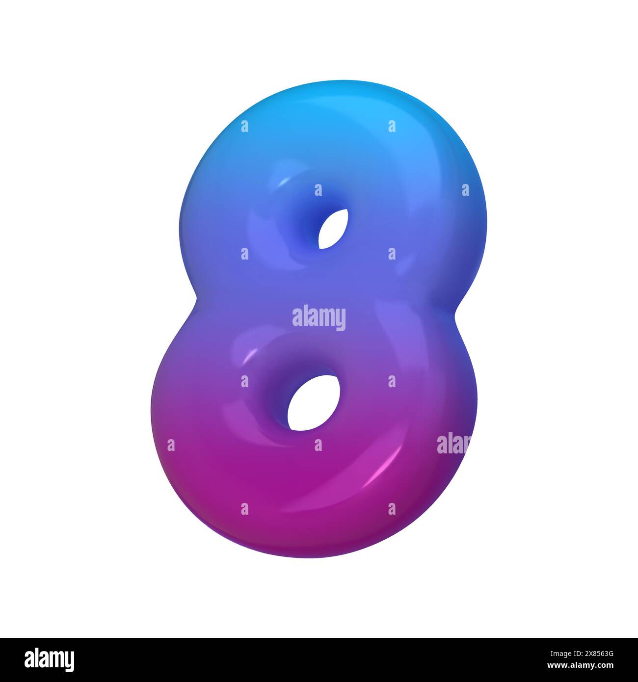 3D Style Number 8. Rendered Digit Eight Illustration in Gradient Blue ...