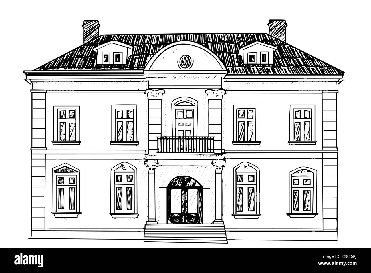 Vintage German Architecture: Engraved Vector Illustration of Historic ...