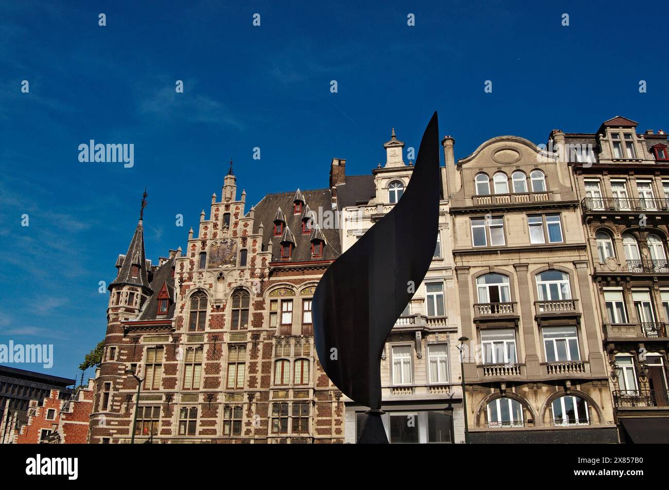 Belgium, Brussels, Rue de Musée Street, Detail Whirling Ear Sculpture ...