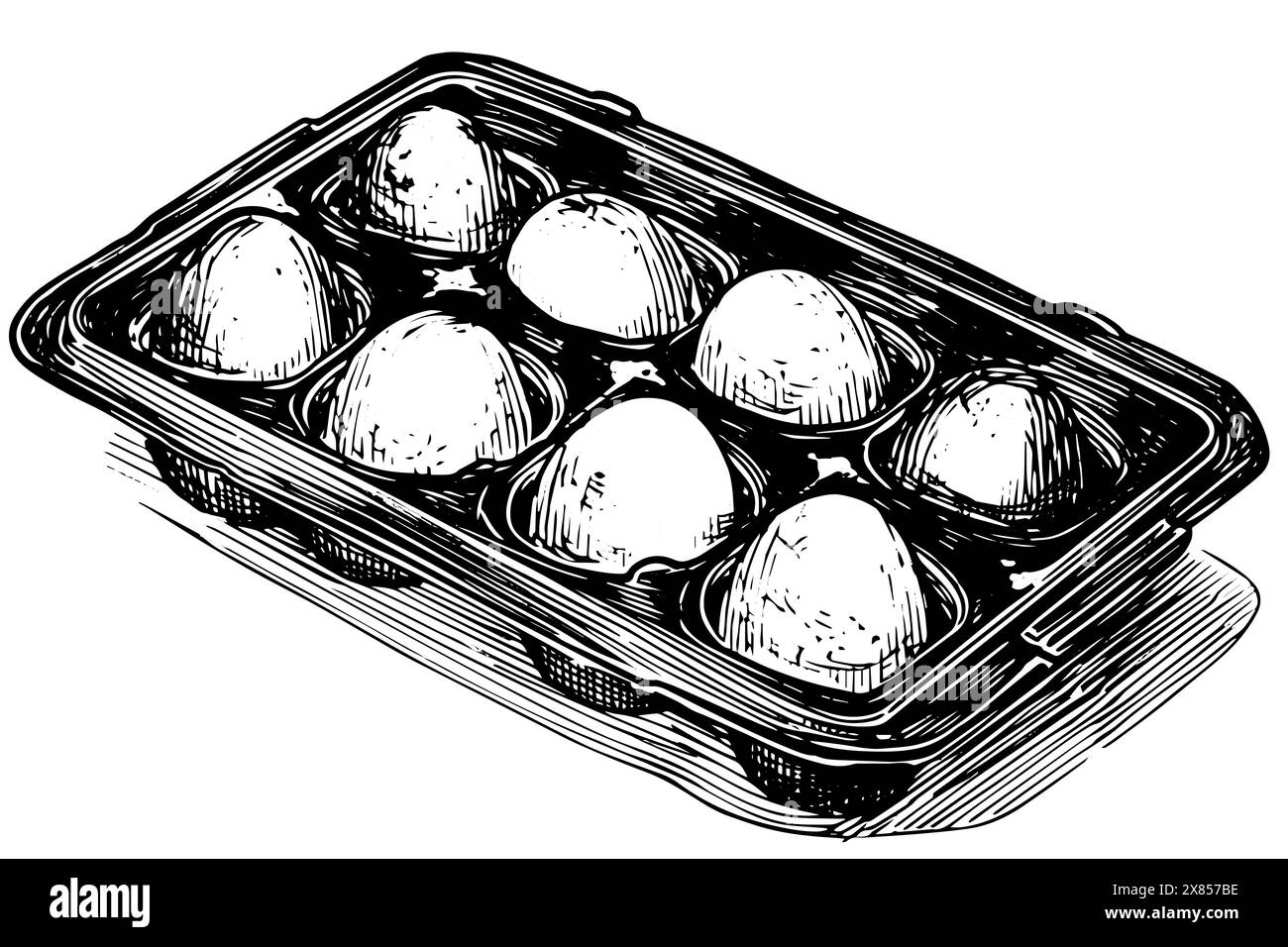 Box of eggs hand drawn ink sketch. Engraving style vector illustration ...