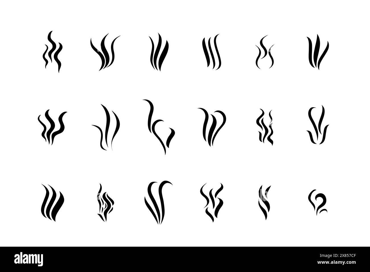 Aroma or smell puff vector icon set. Scent logo design elements ...
