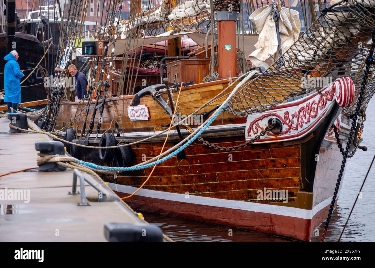 Wismar, Germany. 23rd May, 2024. The three-masted schooner "Amphitrite ...
