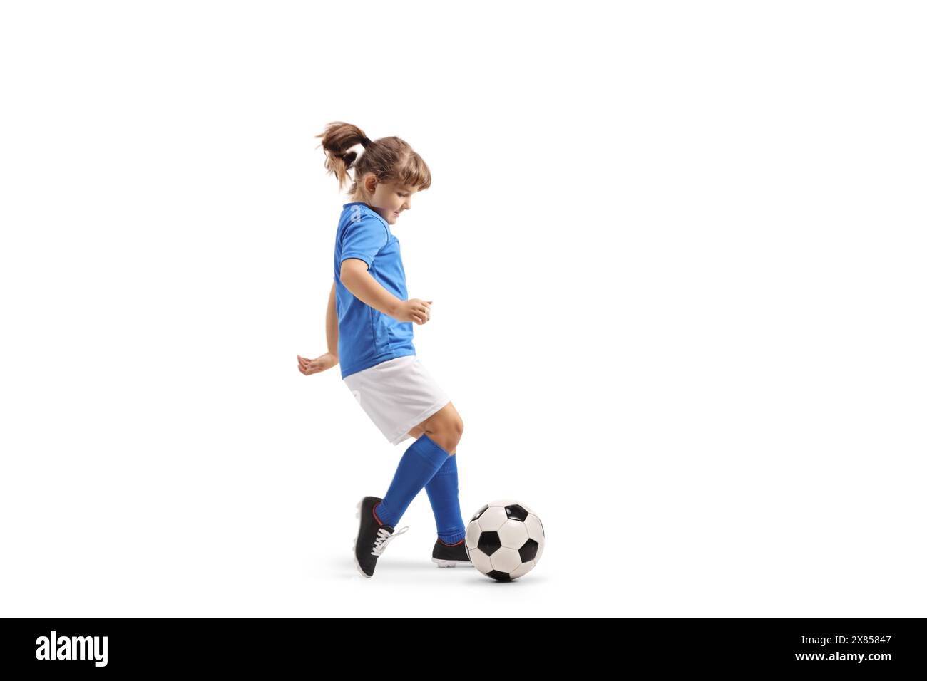 Girl running with a football isolated on white background Stock Photo ...