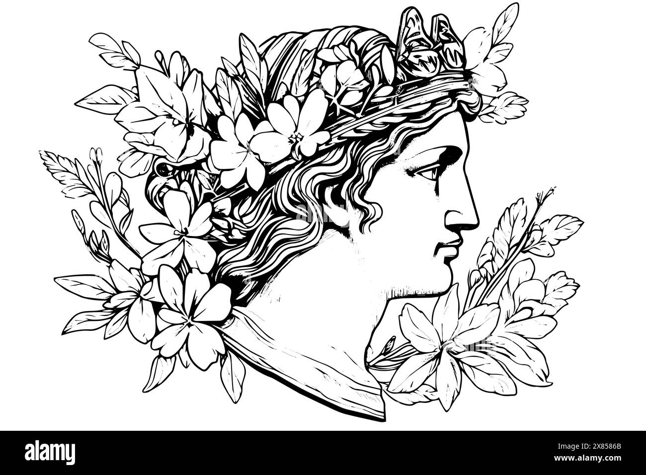 Hermes head hand drawn ink sketch. Engraved style vector illustration ...