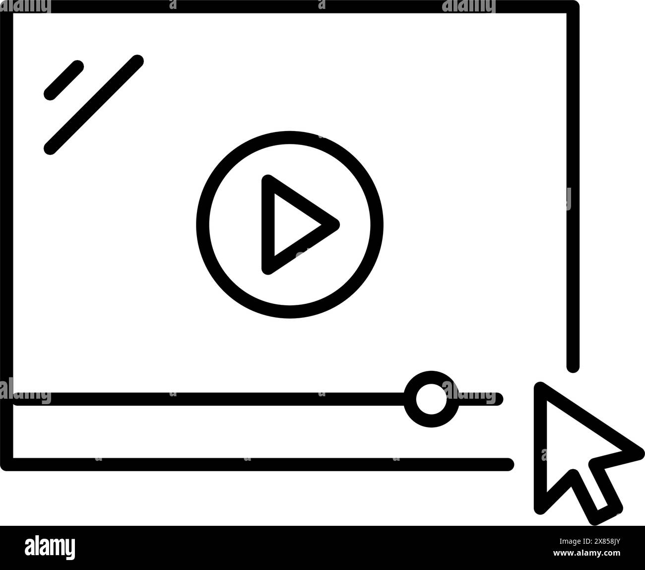 Online video player and mouse click. Pixel perfect vector icon Stock ...