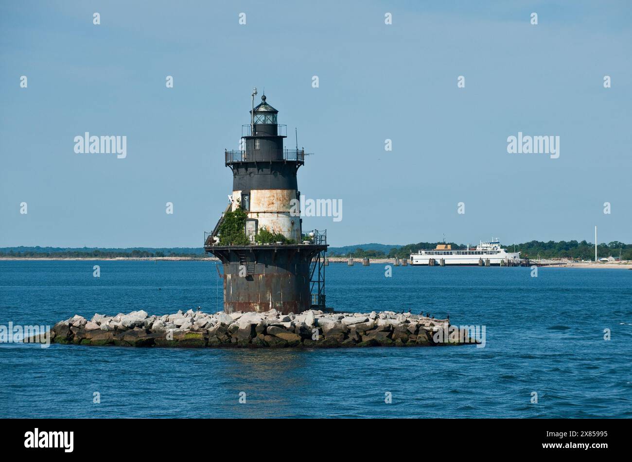 Orient Point Light. Plum Gut, Long Island, New York, USA Stock Photo ...